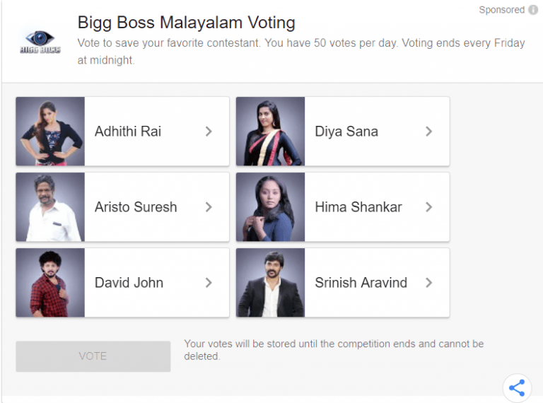 Bigg Boss Malayalam Vote (Online Voting) Season 3 | Asianet - TamilGlitz